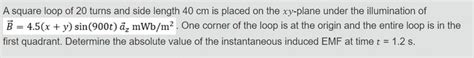 Solved A Square Loop Of Turns And Side Length Cm Is Chegg
