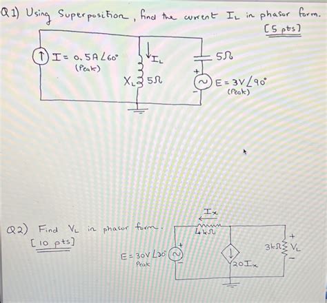 [solved] q 1 using superposition find the current il in phasor form