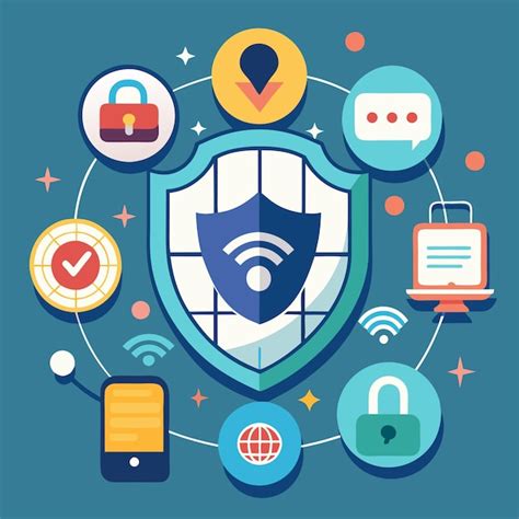 Online User Security Various Devices Secure Connection Flat Vector