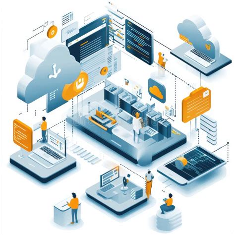 Cloud Computing Data Center Network Technology Teamwork Isolated On