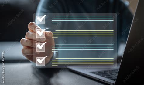 Human Hand With Checking Mark On Checklist Checklist Survey Check