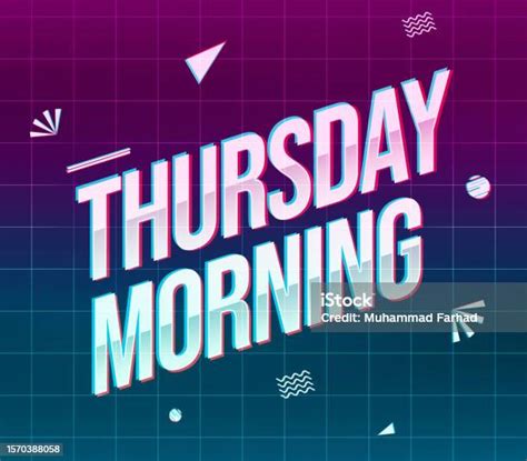 목요일 아침 배경 디자인은 빈티지와 복고풍 스타일로 글리치 타이포그래피를 사용합니다 목요일 아침 벽지 디자인 개념에 대한 스톡 벡터 아트 및 기타 이미지 Istock
