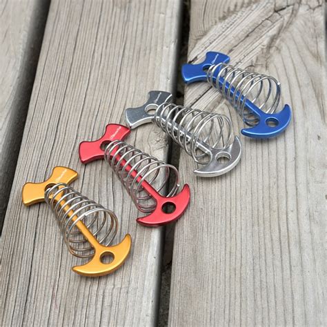 2 세트 8 Pcs 야외 텐트 스프링 네일 길이 알루미늄 합금 피쉬 본 스프링 네일 텐트 캐노피 보드 워크 고정 와이어 스프링 네일 블루