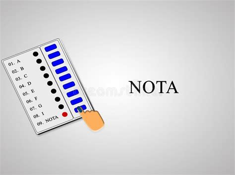EVM Or Electronic Voting Machine Concept Of Hand Pressing NOTA Or None