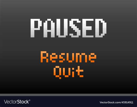 Bit Pixel Text Game Pause Menu Background Icon Vector Image