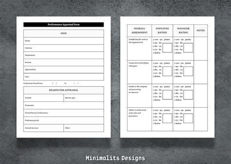 Performance Appraisal Form Performance Appraisal Form Sheet Etsy