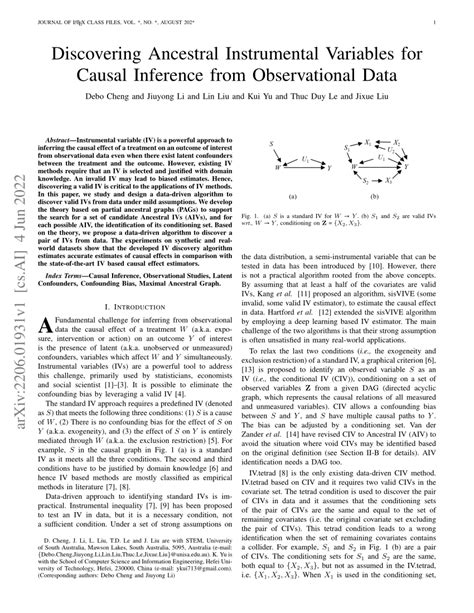 Pdf Discovering Ancestral Instrumental Variables For Causal Inference From Observational Data