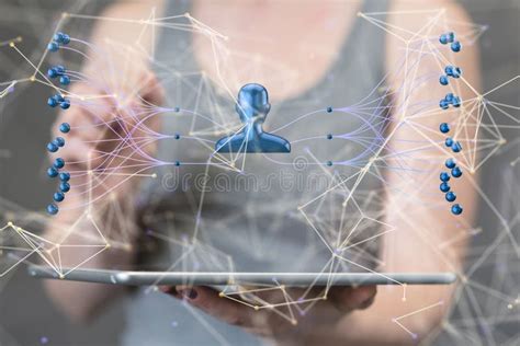 3d Rendering Of Connected Profile Icons Floating On A Palm Of A Hand Stock Image Image Of Team