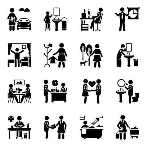 Daily Routine Glyph Icons Pack 16761987 Vector Art At Vecteezy
