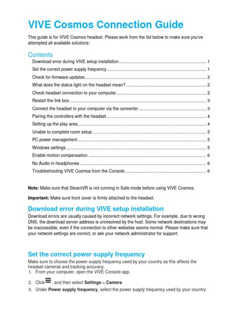 Vive Cosmos Connection Guide V30 English Pdf Htc Vive Usb