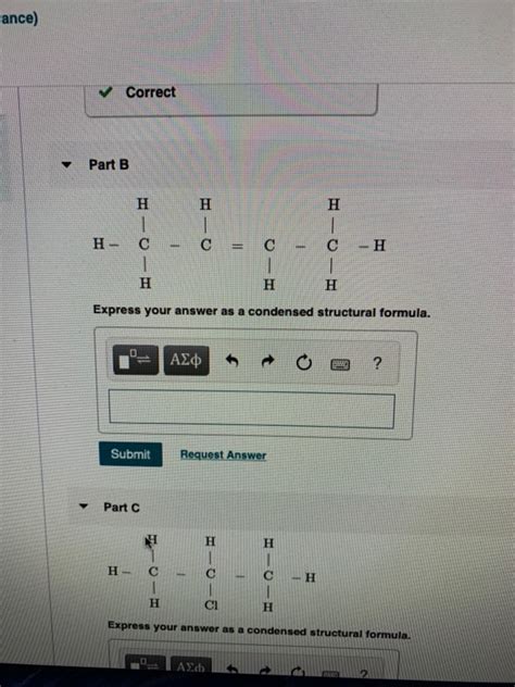 Solved Ance Correct Part B H C C C C H Express Your Answer Chegg Com