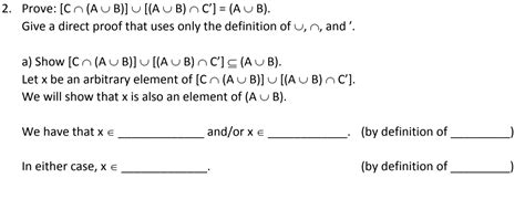 solved 2 prove [cn aub ] [ aub c ] a u b give a