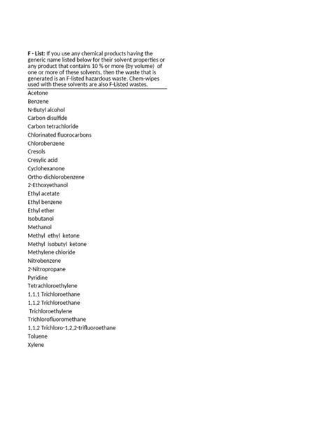 Hazardous Facility List A Pdf