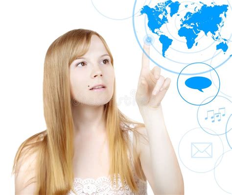 Woman And Touch Screen Interface Stock Image Image Of Adult Digital