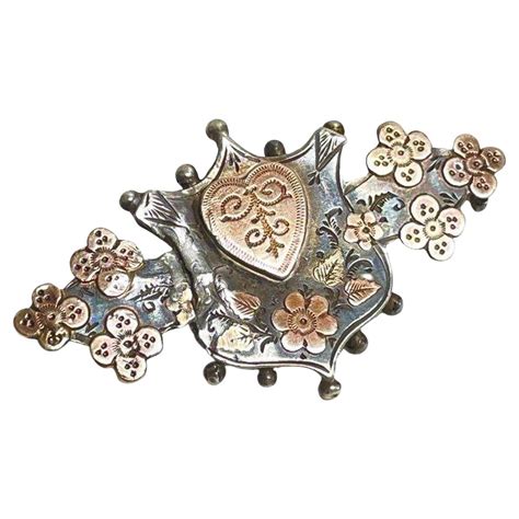 Victorian Sterling Silver Heart Orange Blossom Shield Antique Love