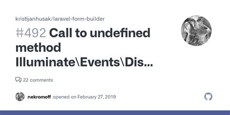call to undefined method illuminate events dispatcher fire in laravel 5 8 · issue 492