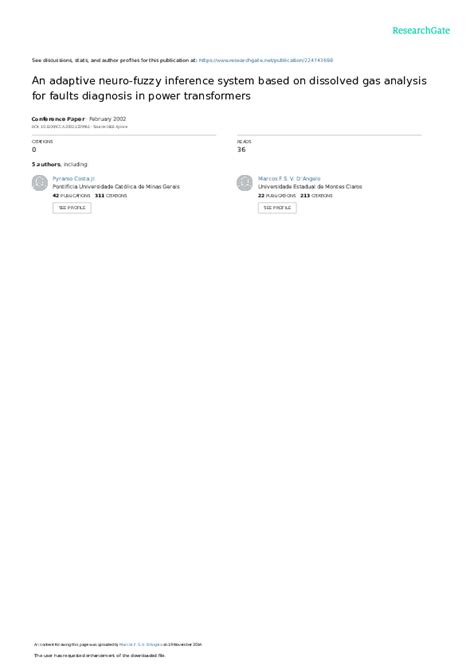 Pdf An Adaptive Neuro Fuzzy Inference System Based On Dissolved Gas Analysis For Faults