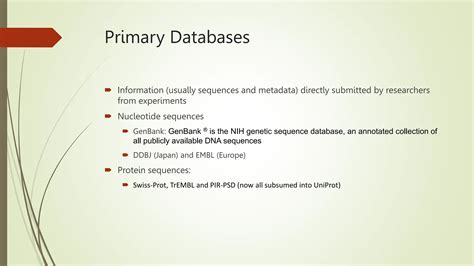 Biologicaldatabasesrsmintrotobioinformaticspptx