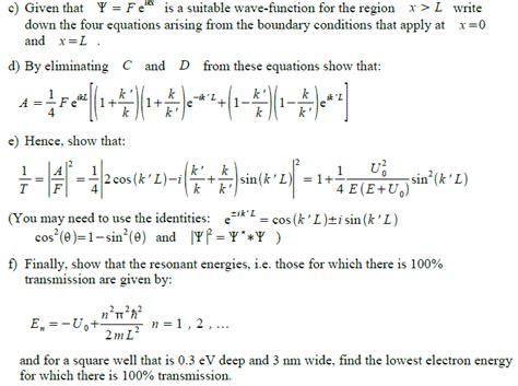 Consider The Finite Square Well Potential Shown In Chegg