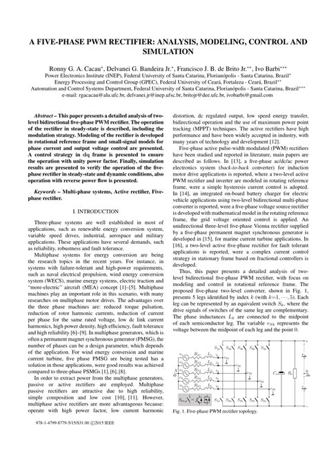 pdf a five phase pwm rectifier analysis modeling control and