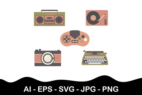 Retro Icon Set Graphic By Geniusfit · Creative Fabrica