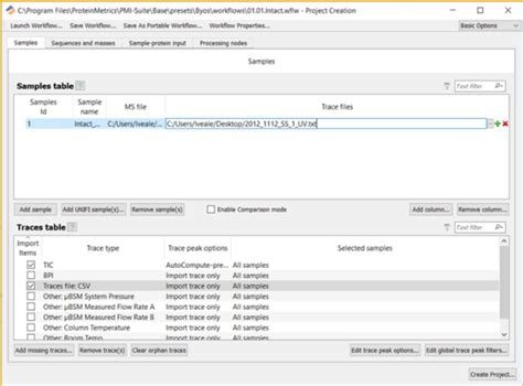 Trace Peak Settings For Intact And Chromatography Workflows Protein Metrics
