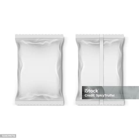 사실적인 파우치 가방 팩 플라스틱 스낵 또는 사탕 패킷 전체 포일 패키지 모형 빈 설탕 식품 용기 제품 향 주머니 격리 된 비스킷 랩 벡터 3d 패키징 디자인 템플릿 3차원