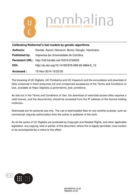 Pdf Calibrating Rothermels Fuel Models By Genetic Algorithms