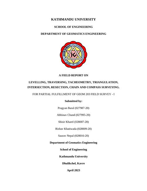 Pdf A Field Report On Levelling Traversing Tacheometry