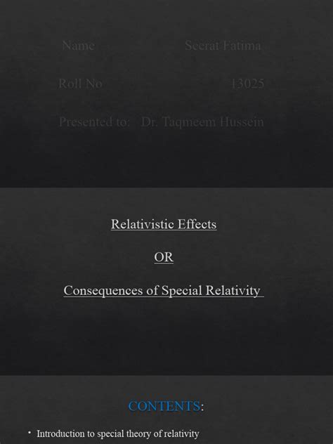 Relativistic Effects Pdf Special Relativity Theory Of Relativity