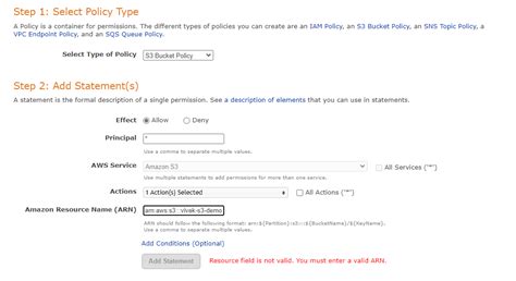 Amazon S3 Resource Field Is Not Valid You Must Enter A Valid Arn
