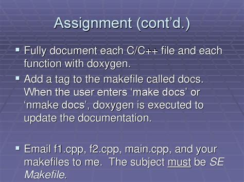 makefile assignment create a file called f1 cpp it should contain the