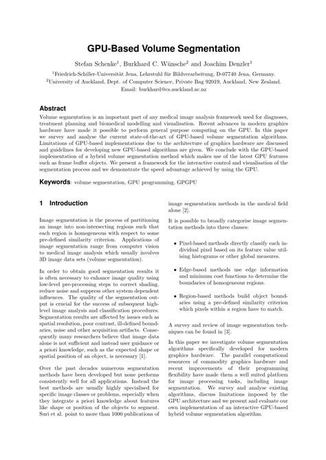 Pdf Gpu Based Volume Segmentation