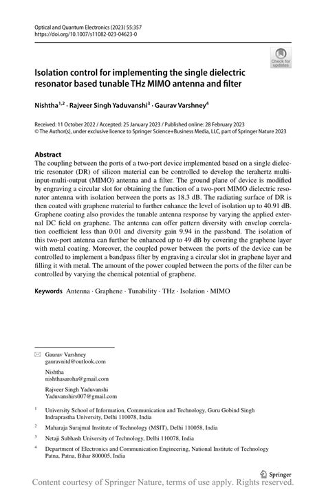 Isolation Control For Implementing The Single Dielectric Resonator