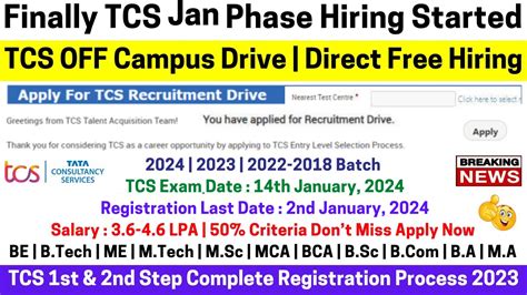 Tcs Off Campus Drive 2024 2023 2022 2018 Batch Tcs Nqt Hiring 2023 Tcs Jan24 Phase