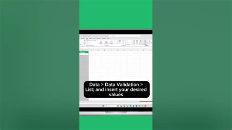 Data Validation In Excel To Create Simple Drop Down Lists Shorts Youtubeshorts Shortsfeed