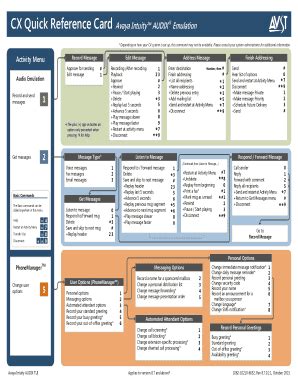 Fillable Online Cx Quick Reference Card Avaya Intuity Audix Emulation Fax Email Print Pdffiller