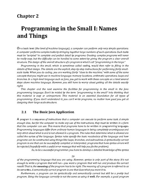 Java 4 Java Notes Chapter 2 Programming In The Small I Names And Things On A Basic Level