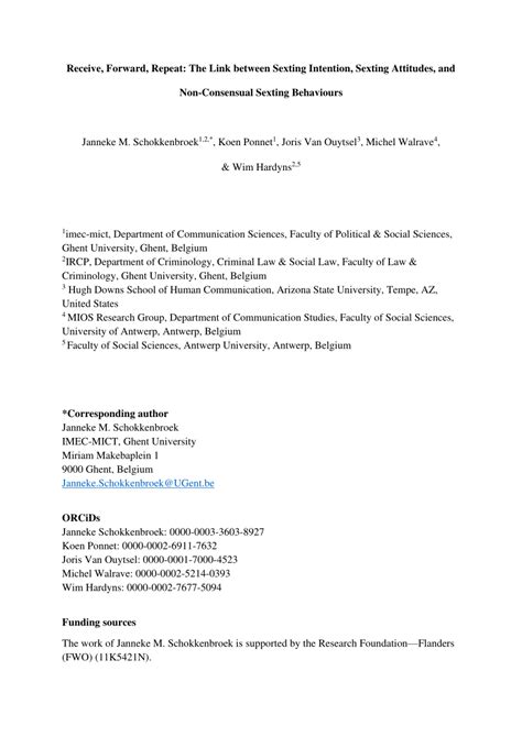 PDF Receive Forward Repeat The Link Between Sexting Intention Sexting Attitudes And Non