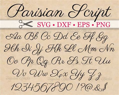 Parisian Script Monogram Font Svg Dxf Eps Png Digital Monogram Diy
