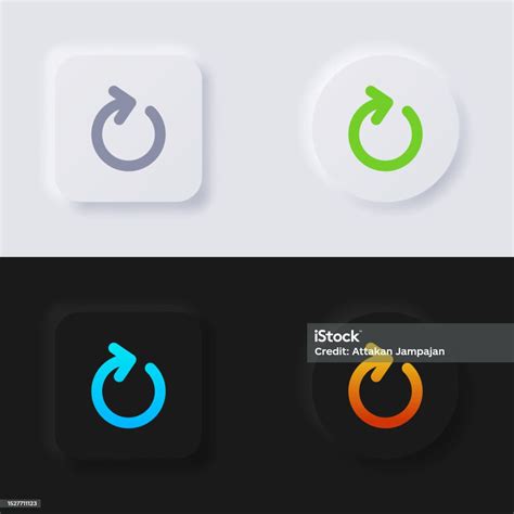 원형 화살표 버튼 아이콘 새로고침 버튼 아이콘 세트 웹 디자인을 위한 다색 뉴모피즘 버튼 소프트 Ui 디자인 애플리케이션 Ui