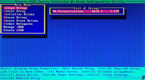Presentation Of The Adaptec Configuration Utility Acu Of The Adaptec Raid 6405 Controller