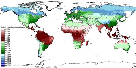 Global Agro Ecological Zones Maroon Tropical Green Temperate