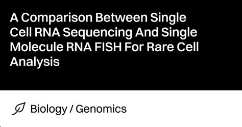 A Comparison Between Single Cell Rna Sequencing And Single Molecule Rna