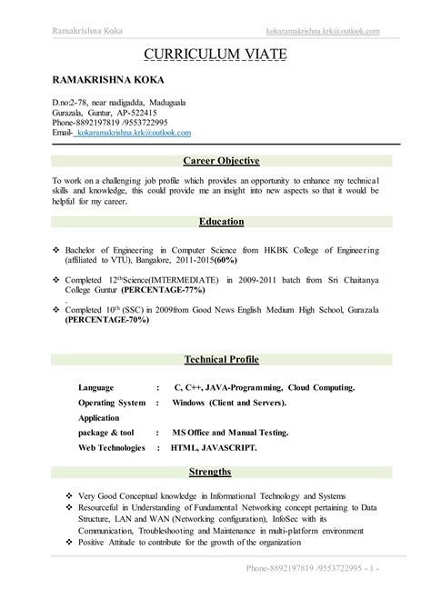 Koka Ramakrishna Resume Docx Programming Languages Computing