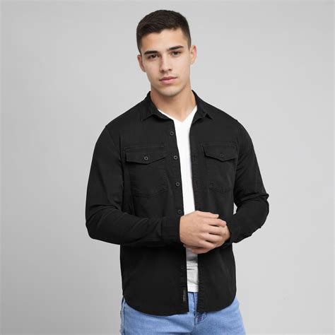 Ripley Camisa Manga Larga Hombre Kansas Negro K40291