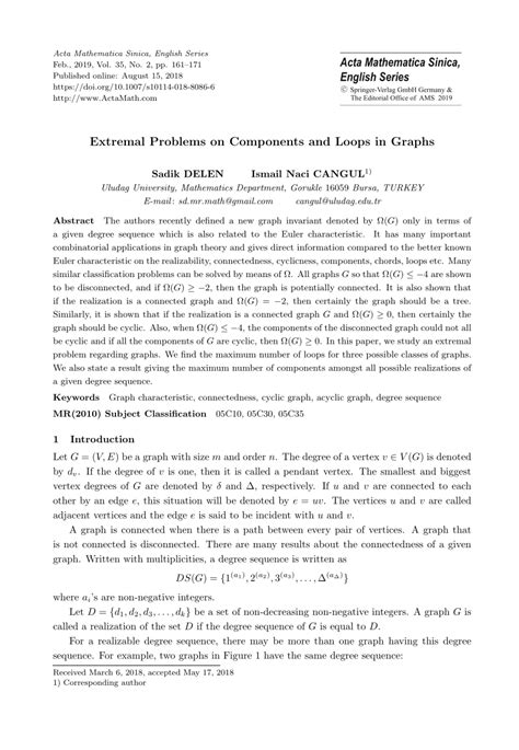 Pdf Extremal Problems On Components And Loops In Graphs