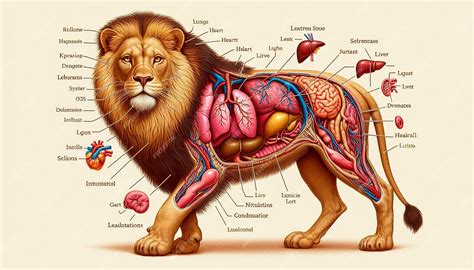 A Drawing Of A Lions Anatomy With The Organs Labeled Premium Ai