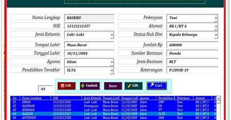belajar vba excel input data penerima bantuan aplikasi excel gratis
