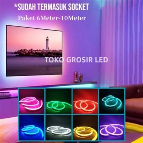 Jual Paket Lampu Led Neon Ac 220v 6M 7M 10Mled Lampu Plafon Tinggal Colok WARMWHITE 7M